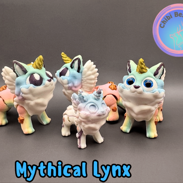 3D Printable Mythical Lynx (unicorn) Flexi by ChibiBestiary