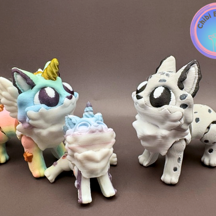 3D Printable Mythical Lynx (unicorn) Flexi by ChibiBestiary