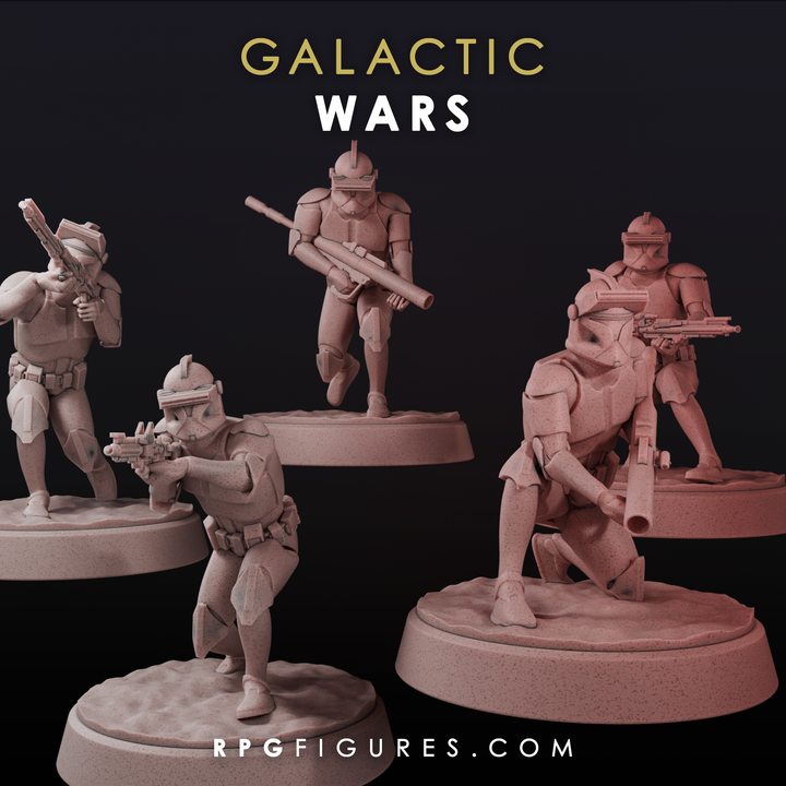 3D Printable Galactic Wars | Gen 1 Specialist Troopers Team by RPG Figures