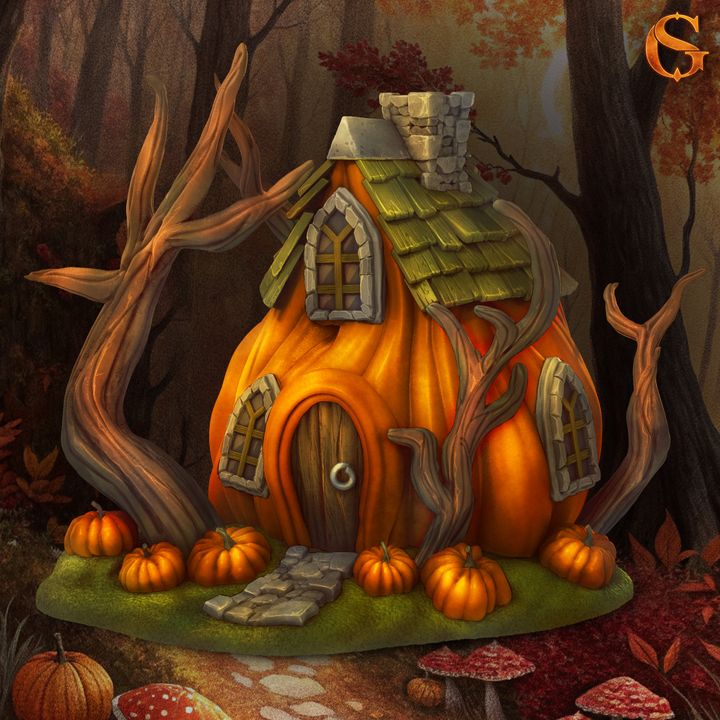 3D Printable Terrain - Pumpkin House by SolGood Creations