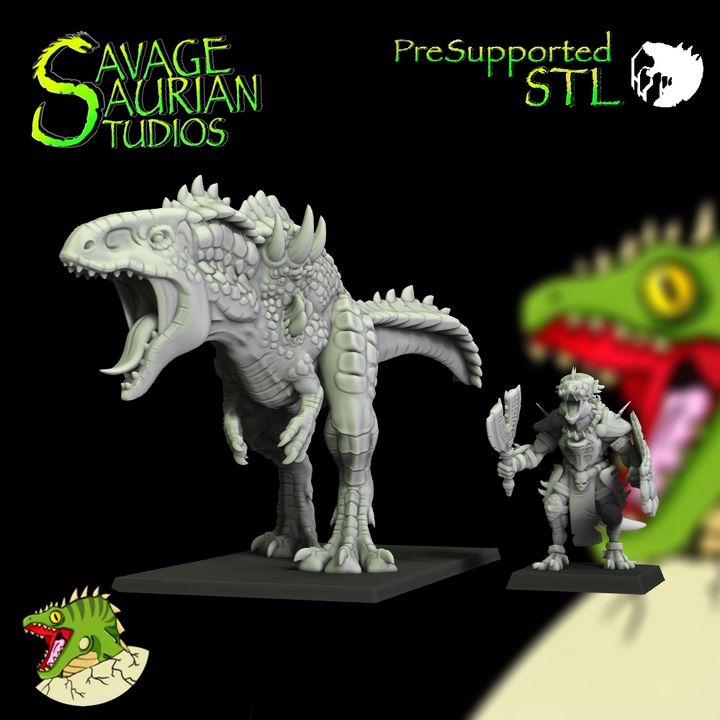 3D Printable Acrocanthosaurus Aztolanni Commander - Lizardmen by Savage ...