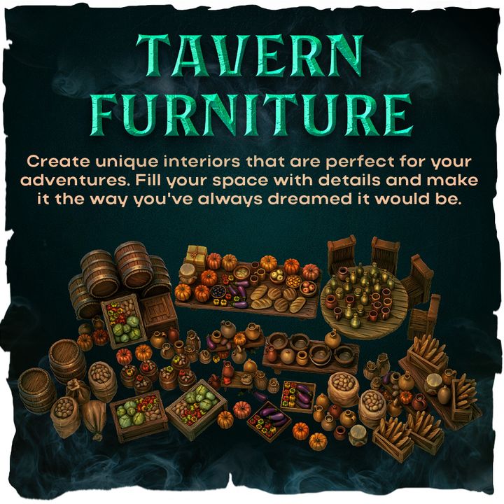 3D Printable Tavern Furniture – Set for RPG & Diorama Scenes by SolGood ...