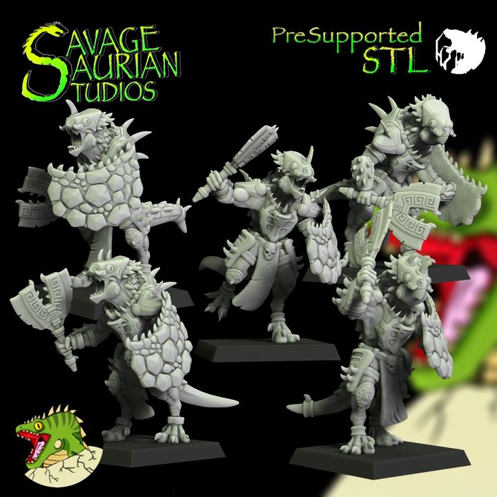 3D Printable Aztolanni Guardians - Lizardmen by Savage Saurian Studios