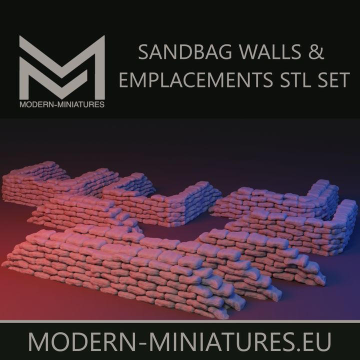 3D Printable Sandbag Barricades Sandbag gun emplacement trench ...