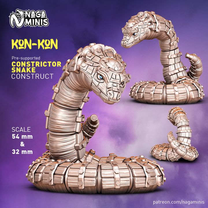 3D Printable (Pre-supported) Snake Construct by Naga Minis