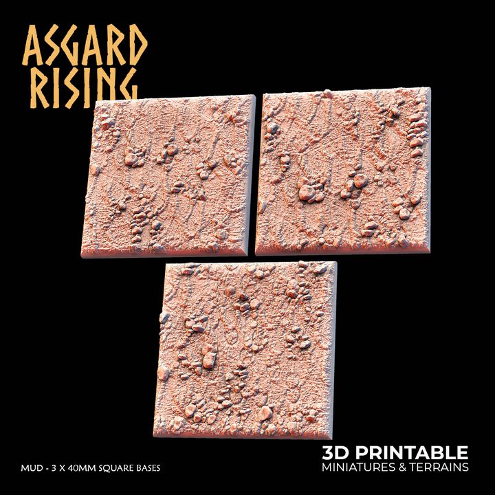3D Printable Mud - 3 x 40mm Square Bases /Pre-supported/ by Asgard ...