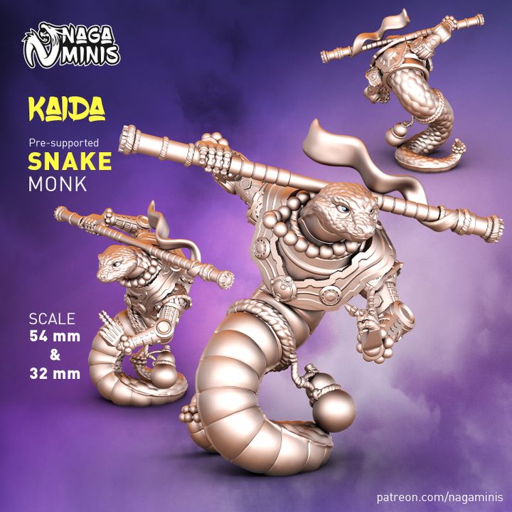 3D Printable (Pre-supported) Snake Folk Monk by Naga Minis