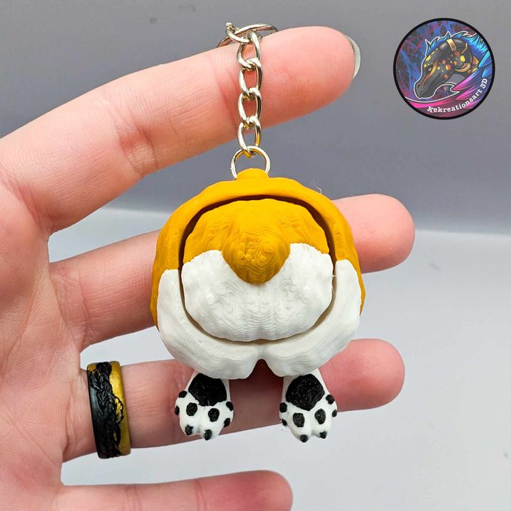 3D Printable Corgi Butt Fidget Clicker Keychain by Kirsten M