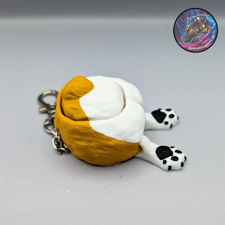 3D Printable Corgi Butt Fidget Clicker Keychain by Kirsten M