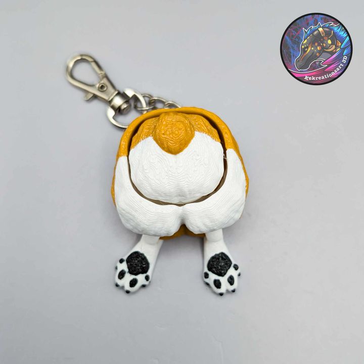 3D Printable Corgi Butt Fidget Clicker Keychain by Kirsten M
