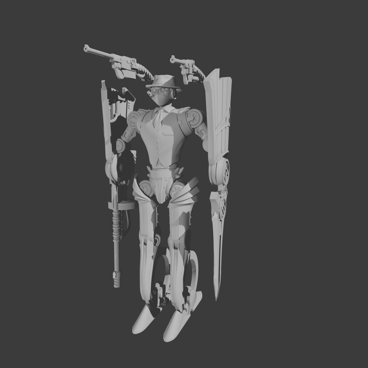 3D Printable Mafia Robot by SteamHunks