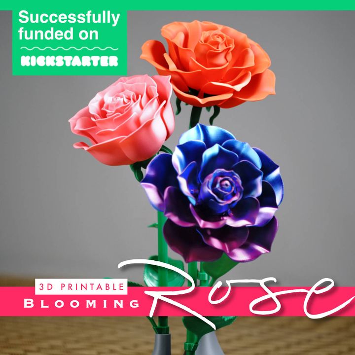 3D Printable 3D Printable Blooming Roses by UncleRay3Dprint