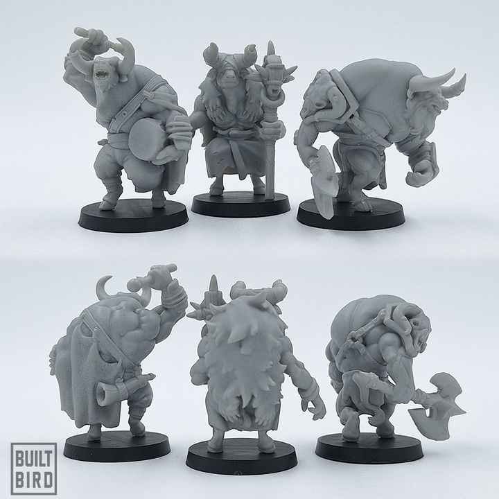 3D Printable Minotaur bard wardrummer by Built Bird