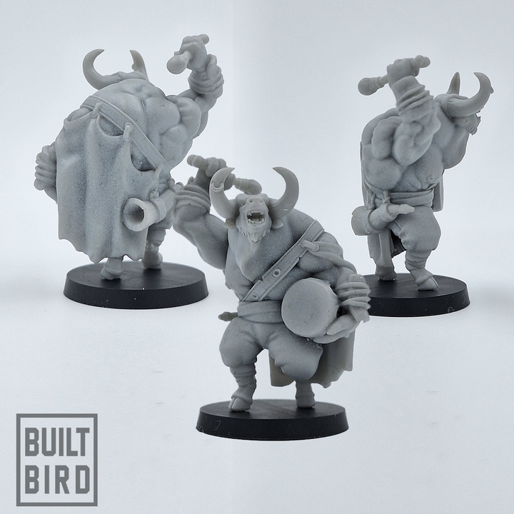3D Printable Minotaur bard wardrummer by Built Bird