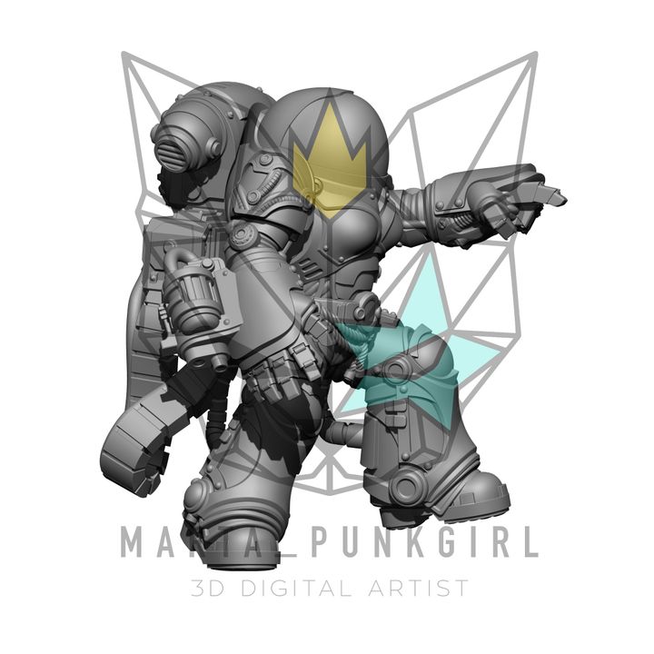 3D Printable Angry heavy GURL v2 by MartaPunkGirl