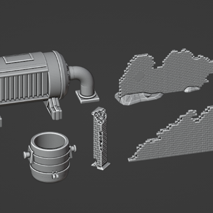 3D Printable Gaslands Factory Obstacle Set by Michael Crossman