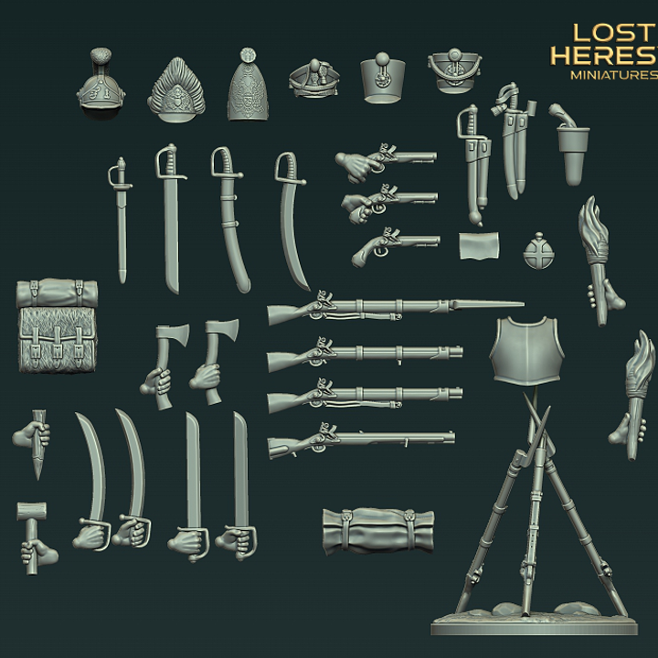 3D Printable Napoleonic Kit-bashing Pack by Lost Heresy Miniatures