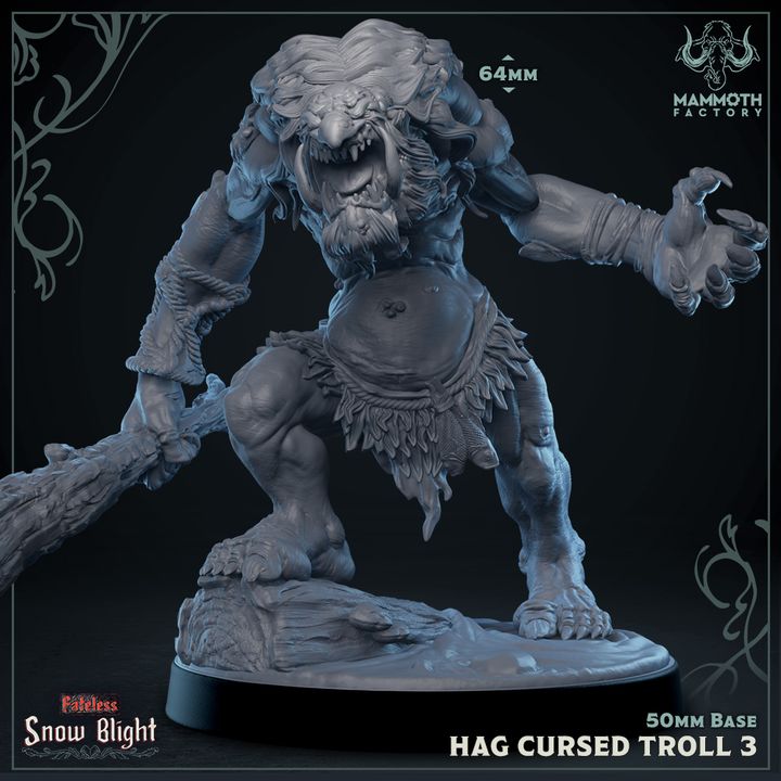 3D Printable Hag Cursed Troll (Warband) by Mammoth Factory