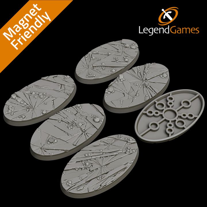 3D Printable LegendGames - 75x42mm Oval Shattered Ground Bases by ...