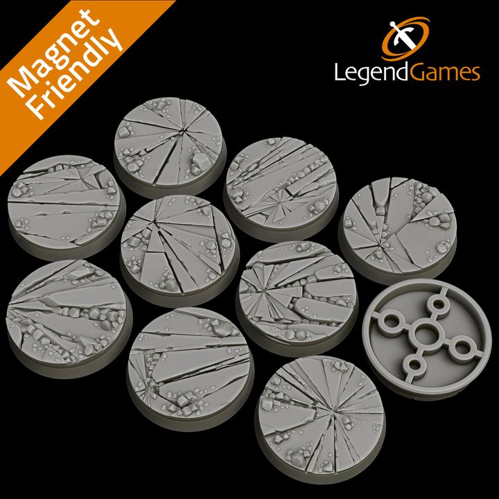3D Printable LegendGames - 32mm Round Shattered Ground bases - Magnetic ...