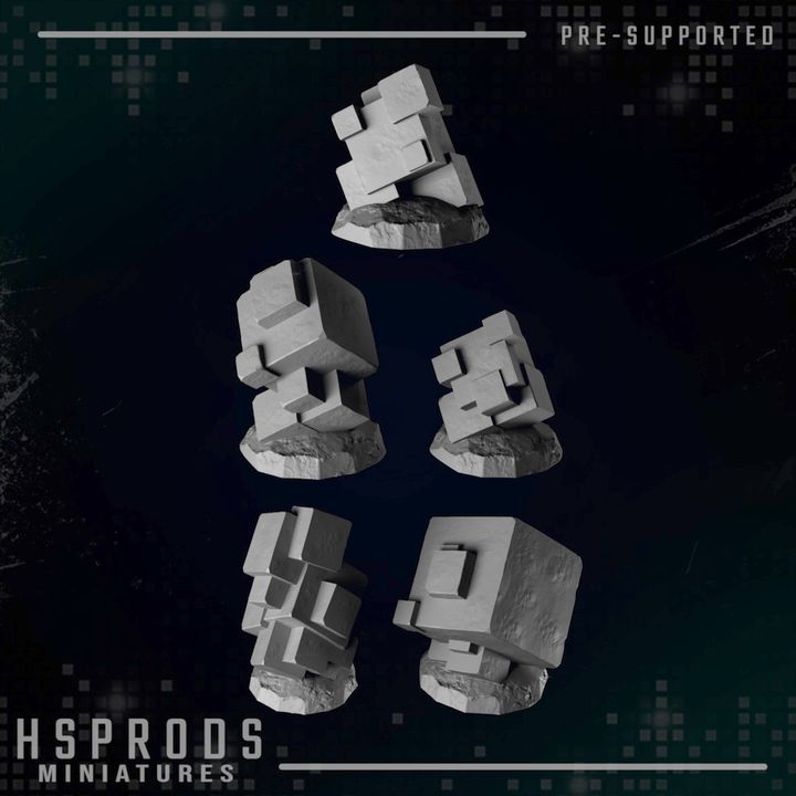 3D Printable Basing Bits - Crystal formations terrain by Hsprods Miniatures