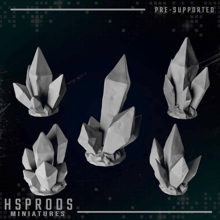 3D Printable Basing Bits - Crystal formations terrain by Hsprods Miniatures
