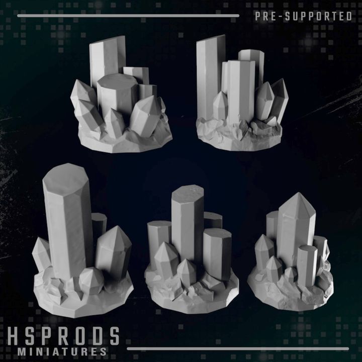 3D Printable Basing Bits - Crystal formations terrain by Hsprods Miniatures