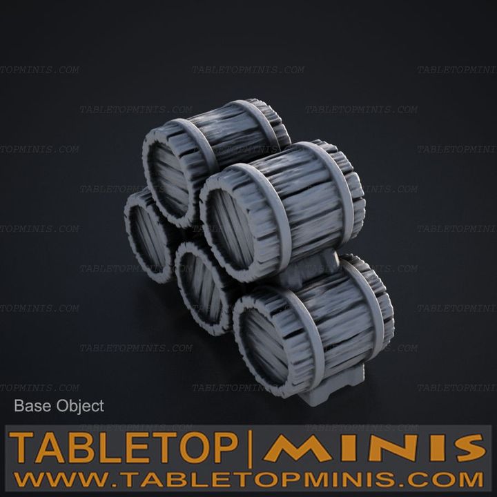 3D Printable Wooden Barrel Stack 2 by TableTopMinis