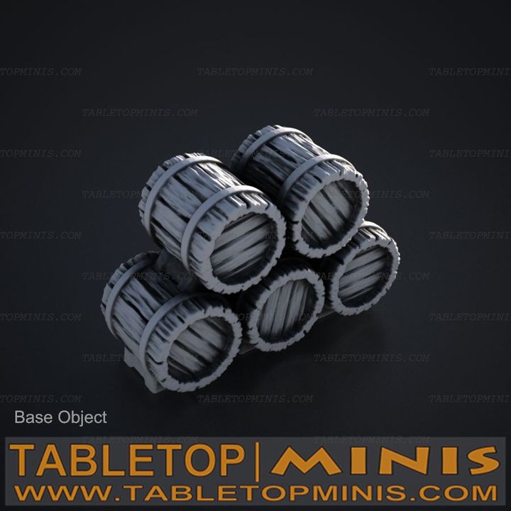 3D Printable Wooden Barrel Stack 2 by TableTopMinis