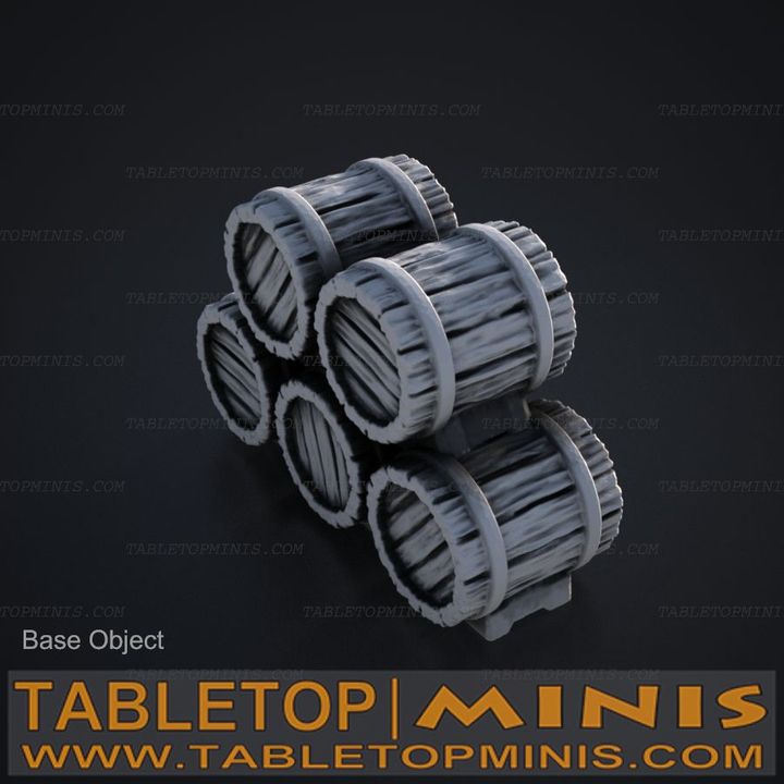 3D Printable Wooden Barrel Stack 2 by TableTopMinis