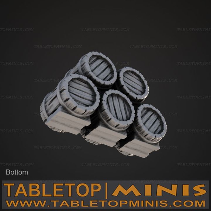 3D Printable Wooden Barrel Stack 2 by TableTopMinis