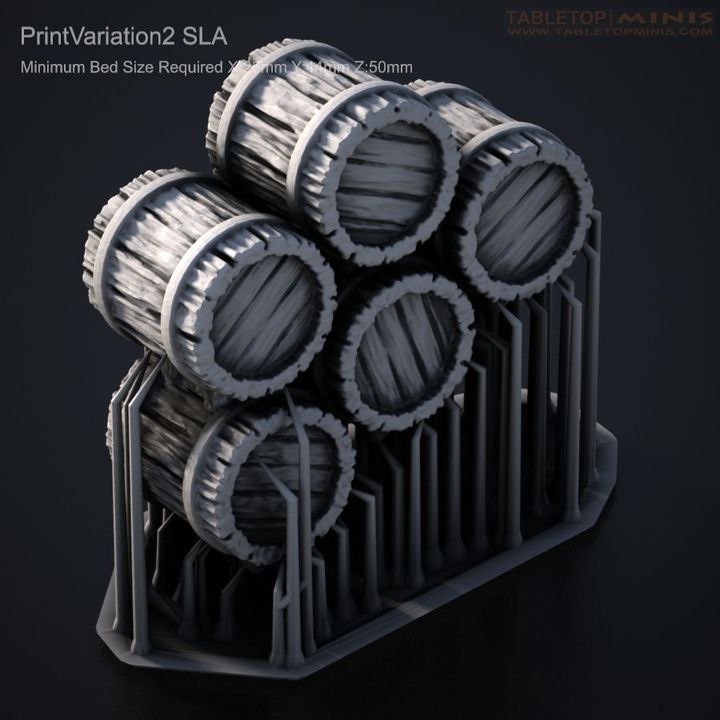3D Printable Wooden Barrel Stack 2 by TableTopMinis