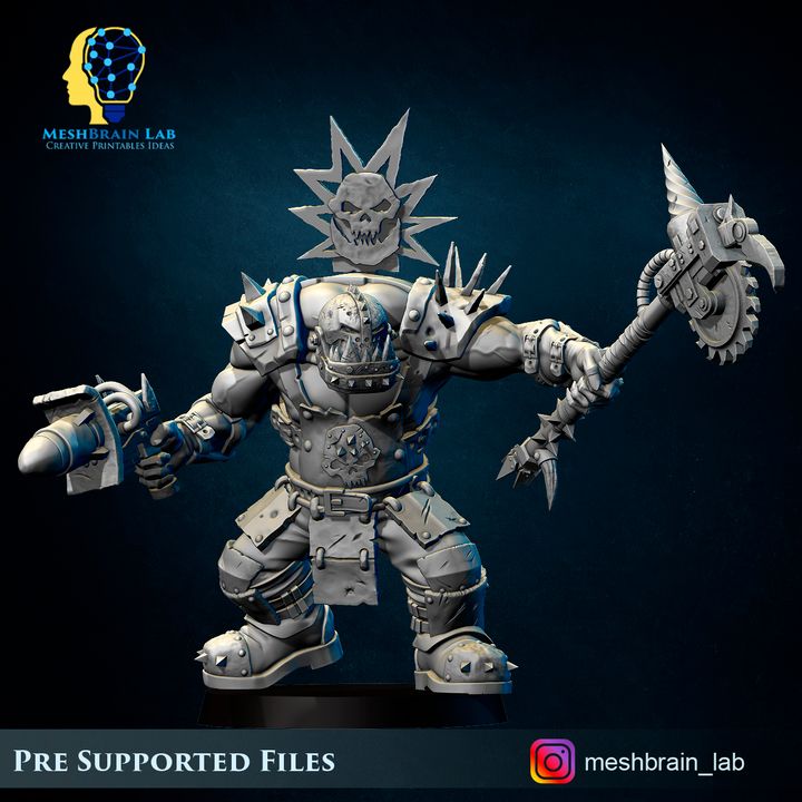 3D Printable Ork Tank Hunters Boss by MeshBrain Lab