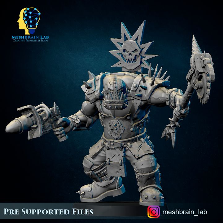 3D Printable Ork Tank Hunters Boss by MeshBrain Lab