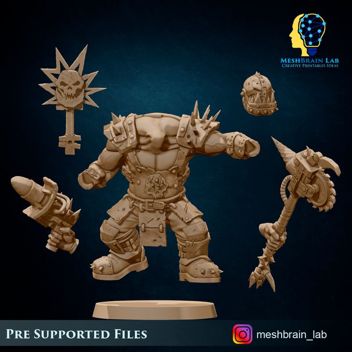 3D Printable Ork Tank Hunters Boss by MeshBrain Lab