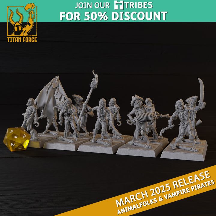 3D Printable Zombie Pirates - Animalfolks & Vampire Pirates - Titan ...