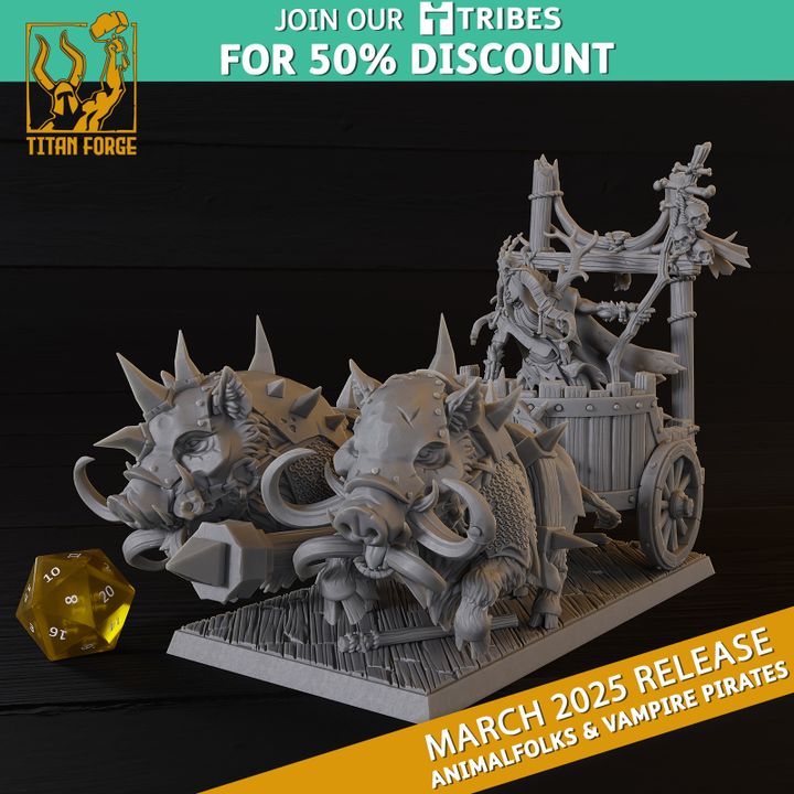 3D Printable Blind Shaman on Chariot - Animalfolks & Vampire Pirates ...