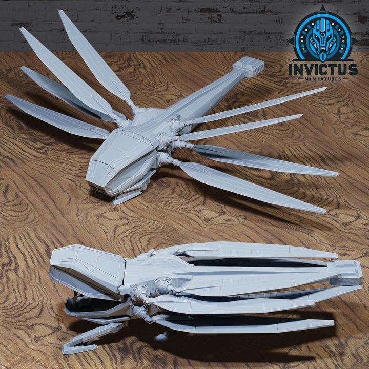 3D Printable Dragonfly / Sci-Fi Dune Battleship / Space Desert War ...