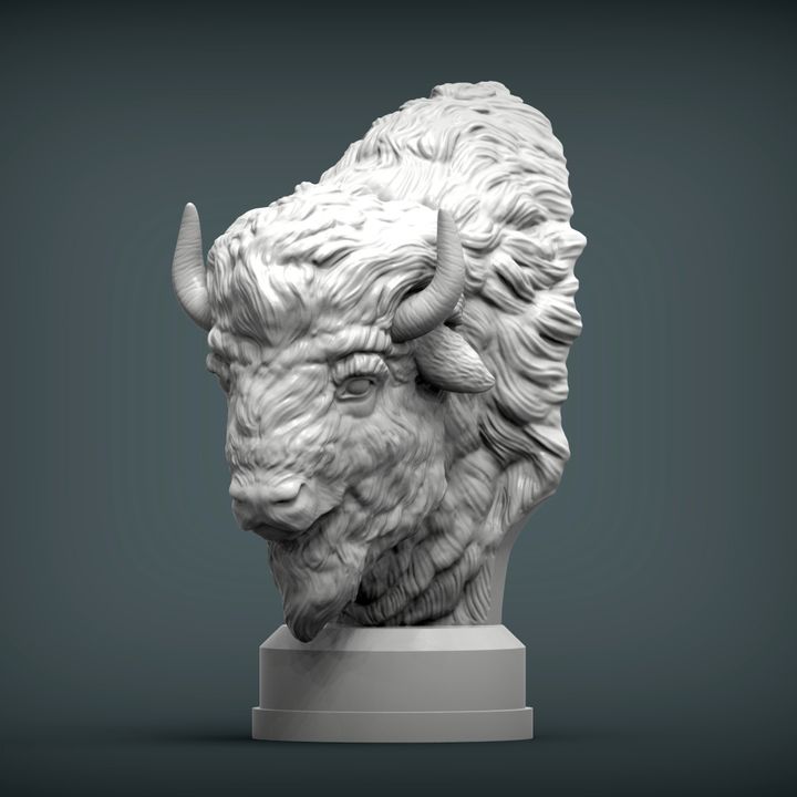 3D Printable Bison bust by AKUZMENKO