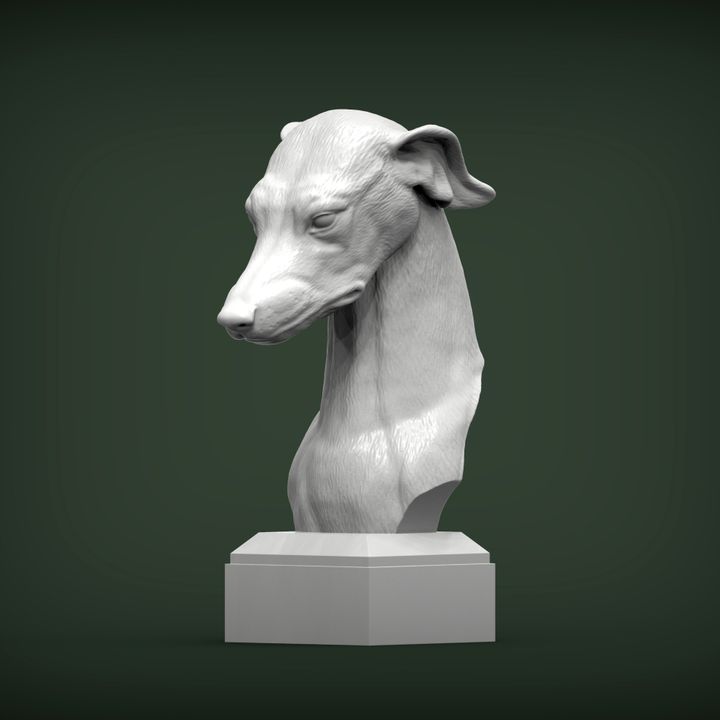 3D Printable Greyhound dog bust by AKUZMENKO