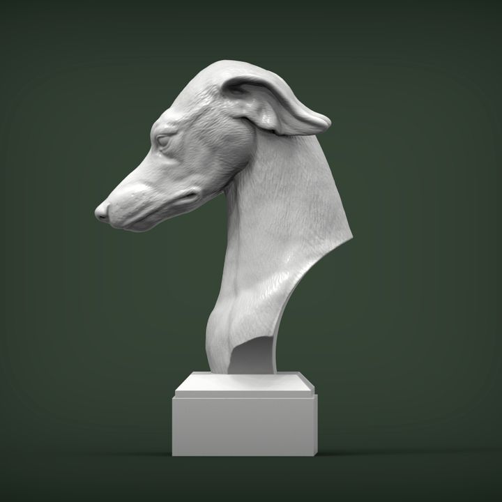 3D Printable Greyhound dog bust by AKUZMENKO
