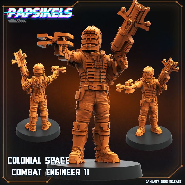 3D Printable COLONIAL SPACE COMBAT ENGINEER SET 2 by PAPSIKELS MINIATURES