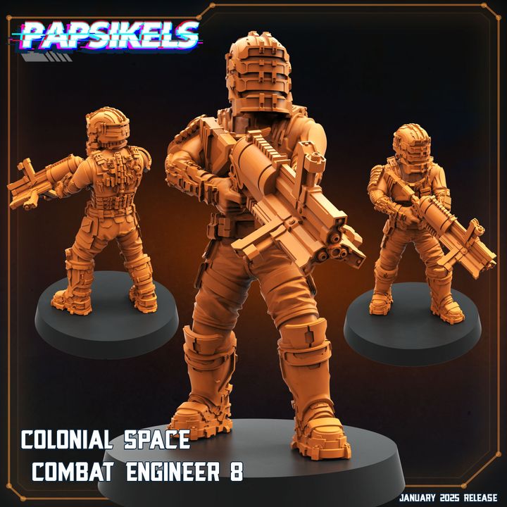 3D Printable COLONIAL SPACE COMBAT ENGINEER SET 2 by PAPSIKELS MINIATURES