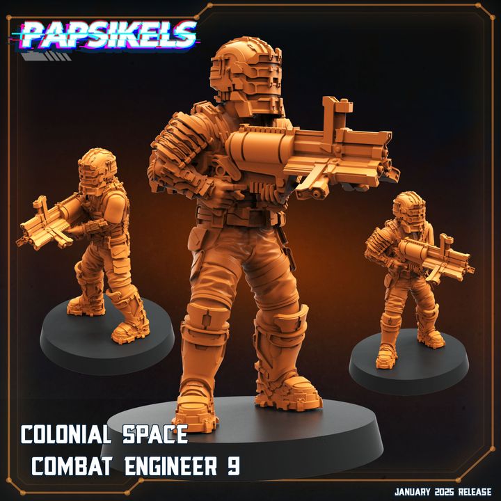 3D Printable COLONIAL SPACE COMBAT ENGINEER SET 2 by PAPSIKELS MINIATURES