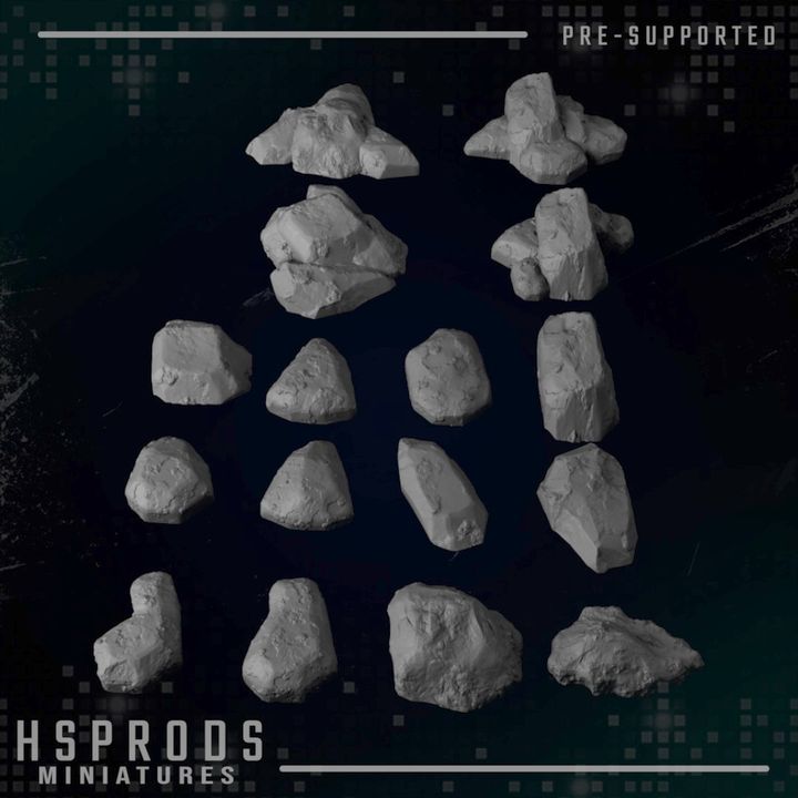 3D Printable Basing Bits - Rock Stones by Hsprods Miniatures