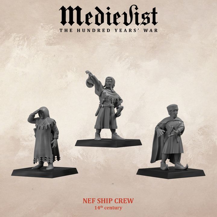 3D Printable Medieval ship crew, captain, helmsman, lookout, early 14th ...