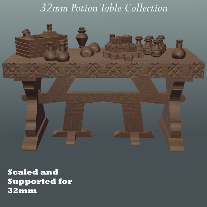 3D Printable 32mm Potion Table: Medieval Market Alchemist Terrain by ...