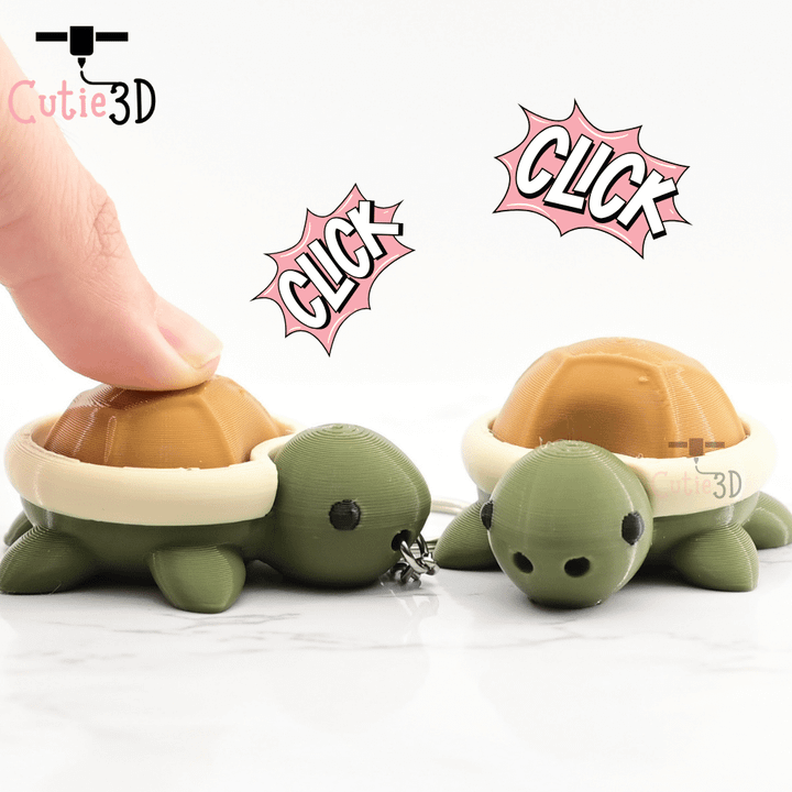 3D Printable Cutie3D Fidget Clicker Adorable Turtle Keychain - Cute ...
