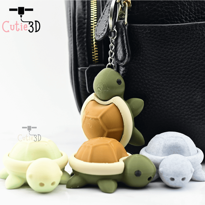 3D Printable Cutie3D Fidget Clicker Adorable Turtle Keychain - Cute ...