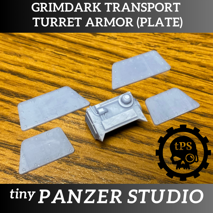 3D Printable Grimdark Transport Turret Armor upgrades by Tiny Panzer Studio